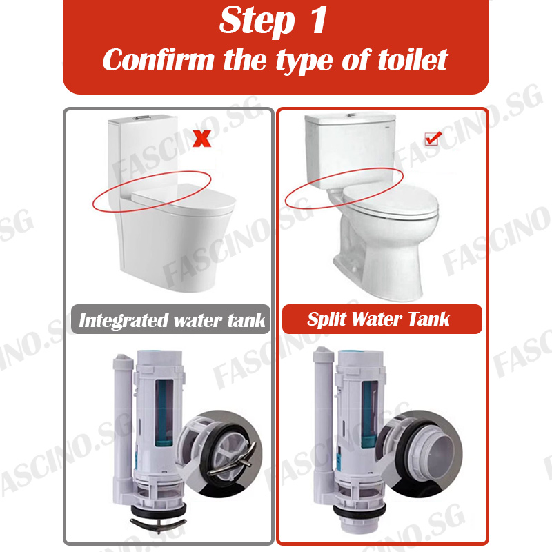 【SG】Split Toilet Drain Valve Double Button Pedestal Water 1 Piece ...