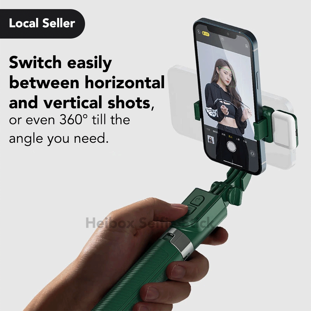 Heibox Selfie Stick Tripod with Bluetooth Remote Control and Lights ...