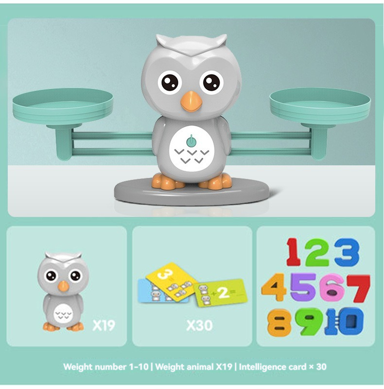 (SG Ready) Children Montessori Math Educational Owl Balancing Scale ...