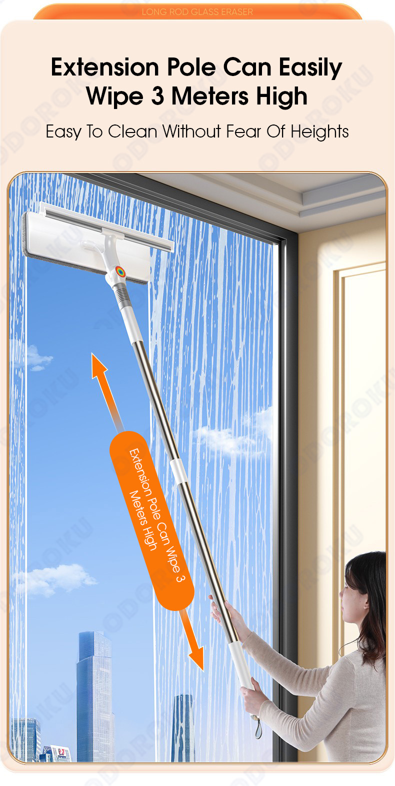ODOROKU Rotatable 2-in-1 Window Glass Cleaner Wiper With Soft Silicone ...