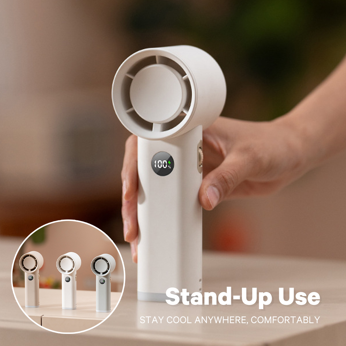 Portable Fan Strong Wind 100 Speed Mini Handheld With Light and Digital ...