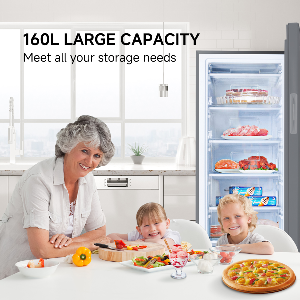 PowerPac Chest Freezer, Upright freezer, Freestanding Freezer 160L ...