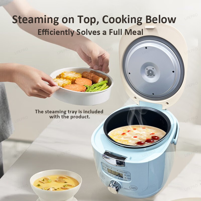 LifePro RC200 Mini Rice Cooker 0.7L (2L Pot) Portable Non-Stick Rice ...