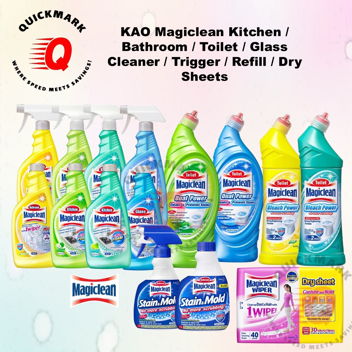 MAGICLEAN Toilet Bleach / Toilet Duo Power/ Bathroom / Kitchen / Glass ...