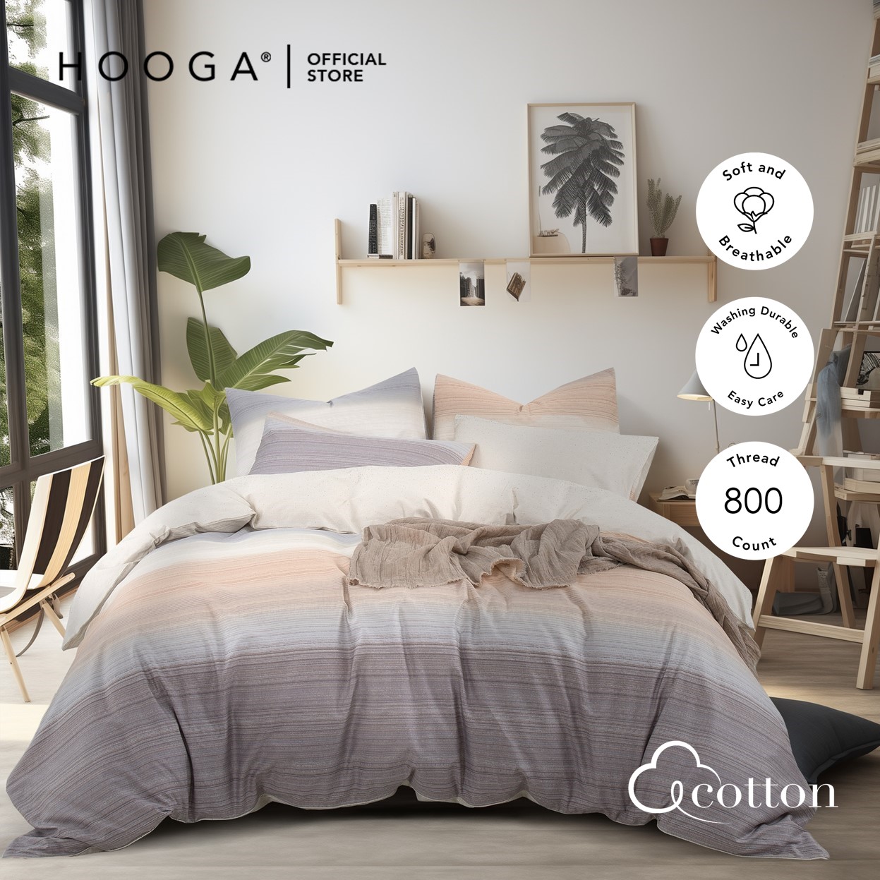 [4 NEW DESIGNS] Hooga CARA 800TC Cotton Sateen Bedsheet Set | Fitted ...