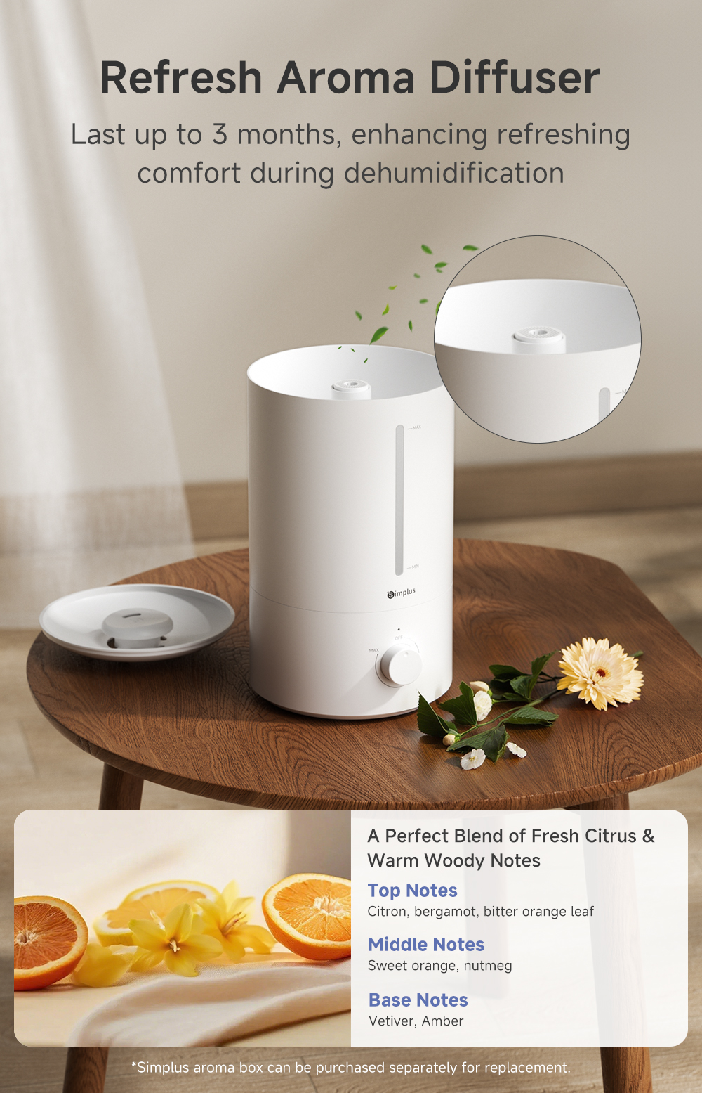 Simplus Humidifier丨AC Room Used | Aroma Diffuser丨350mL/H Output丨4.5L ...