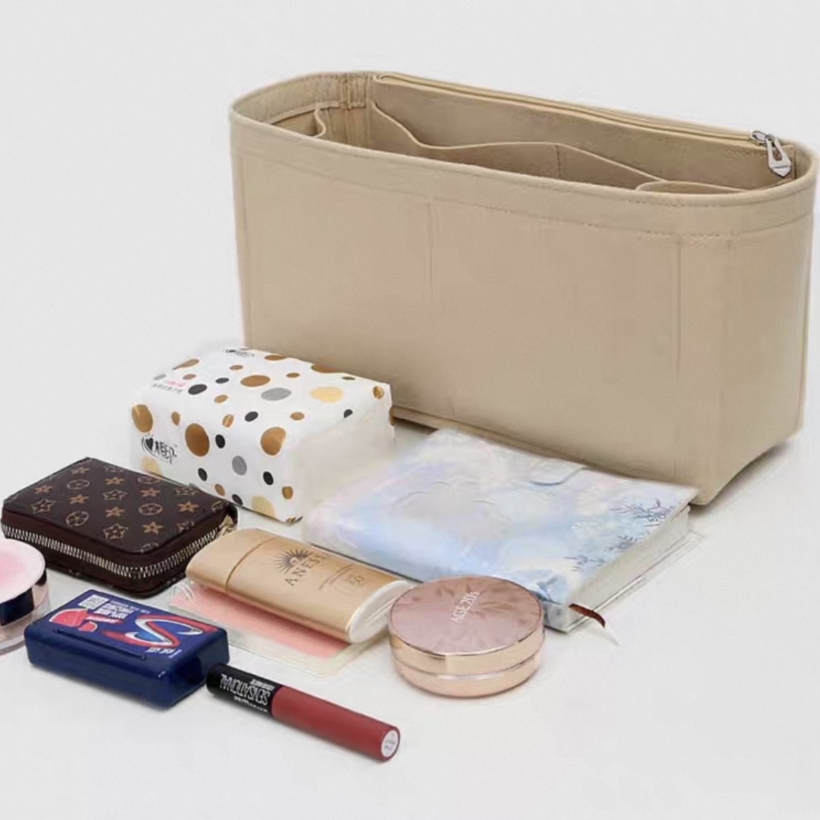 (SG STOCK NDD) Bag Organizer Insert with Zip – Felt Liner for Picotin ...