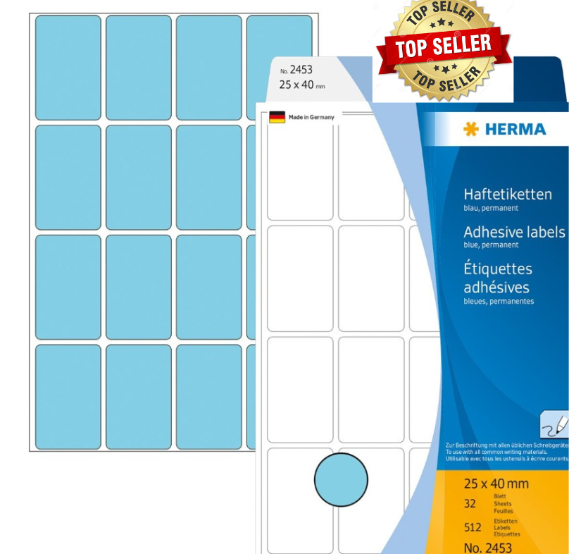 The Office Shoppe- HERMA Blue Rectangle Sticker Office Pack Multi ...