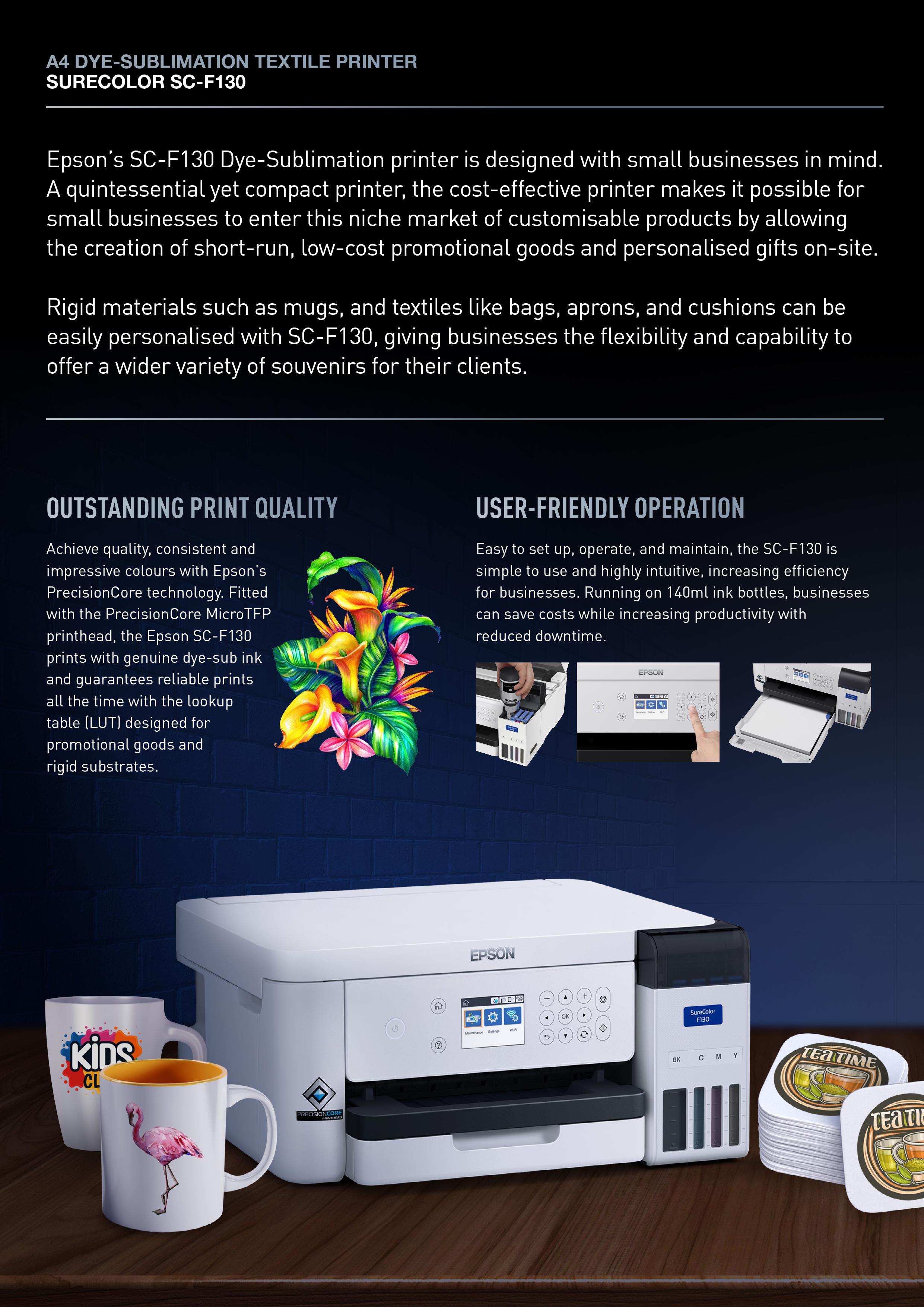 Epson SureColor SC-F130 A4 Dye-Sublimation Textile Printer | Shopee ...