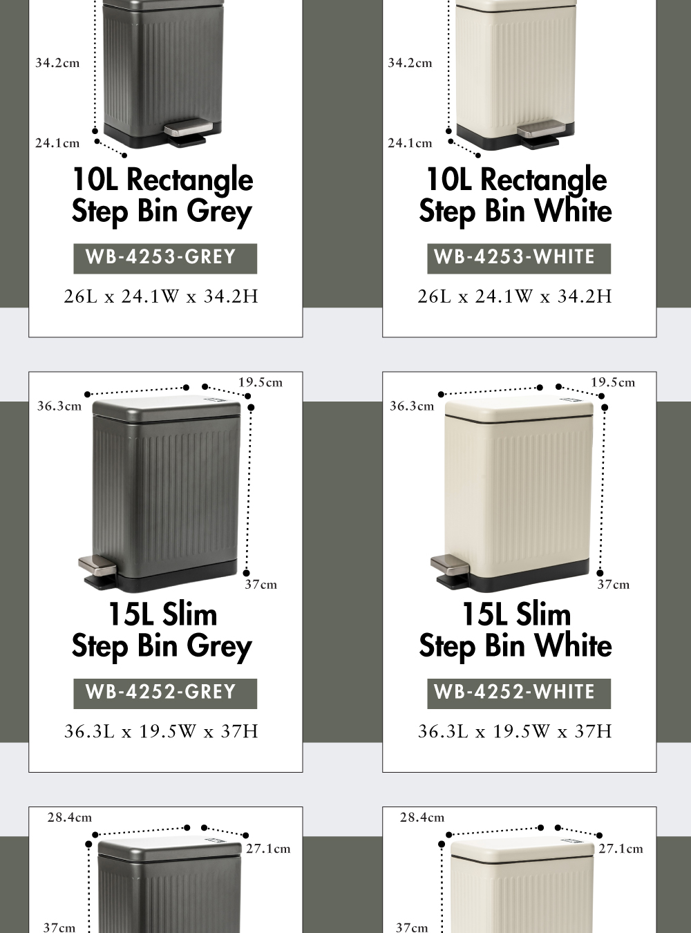 [HOUZE] 8L | 10L | 15L MIRA Matte Slim Step Bin 2 Color [White | Grey ...
