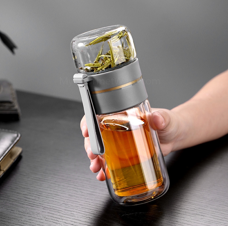 [SG STOCK] Double Glass Wall Tea Infuser Cold Brew Coffee Strainer Fruit Tea Glass Bottle | XL ...