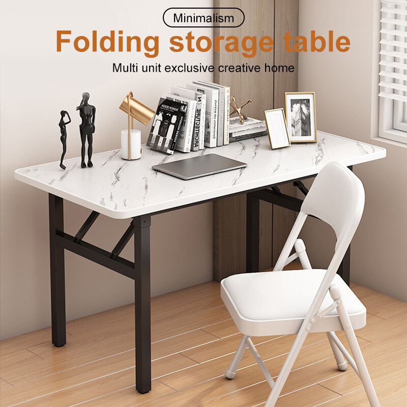 PM Foldable Table Imitation Marble Dining Table Computer Table Folding ...