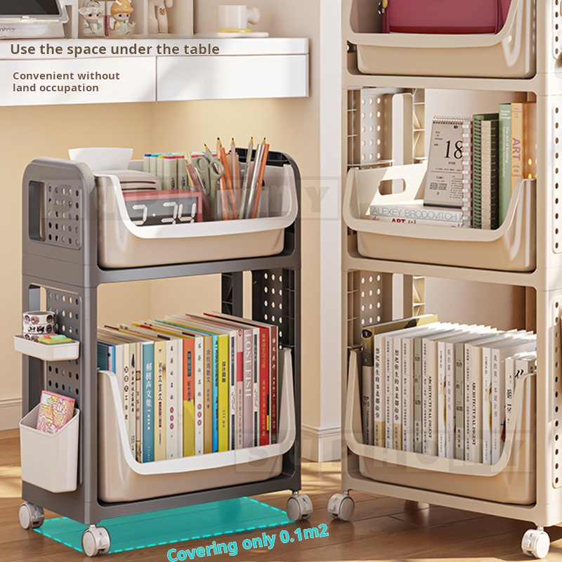 💖SG local stock💖Storage Rack Bookshelf Small Trolley Movable Multi ...
