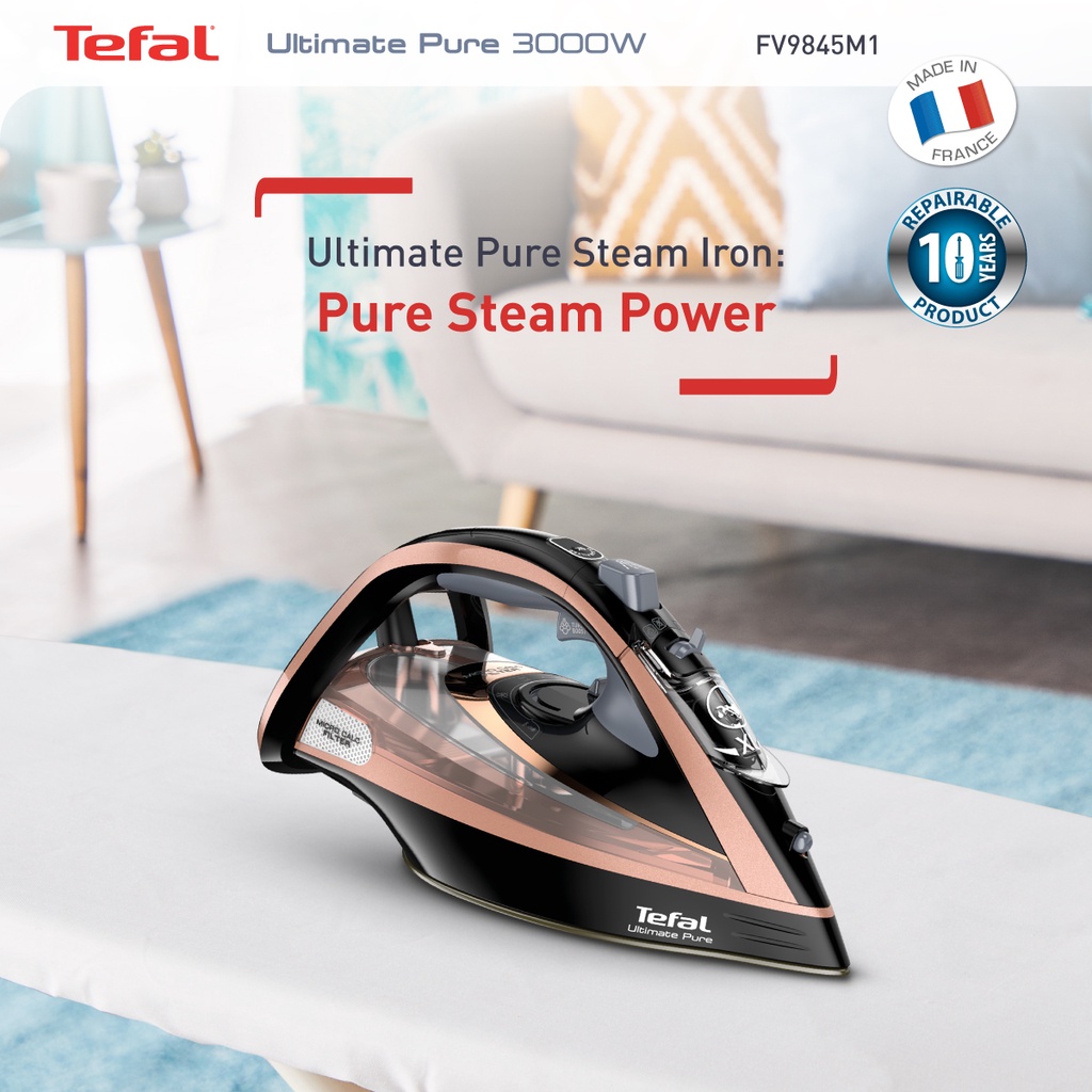 Tefal Ultimate Pure Steam Iron FV9845 - 3000W, Durilium AirGlide ...