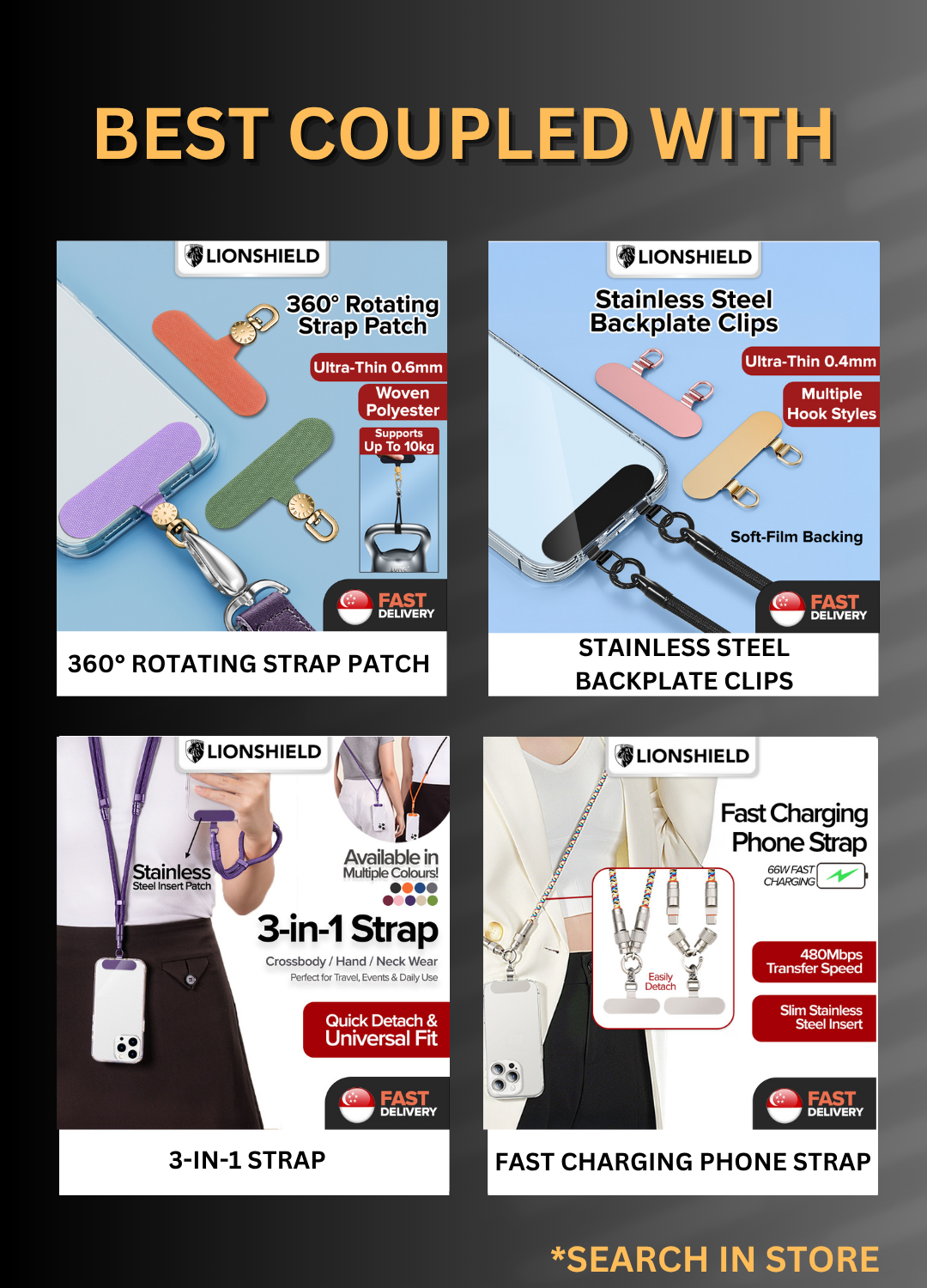 (SG) LionShield 360° Rotating Metal Hook Clip - Dual Spring Lock ...
