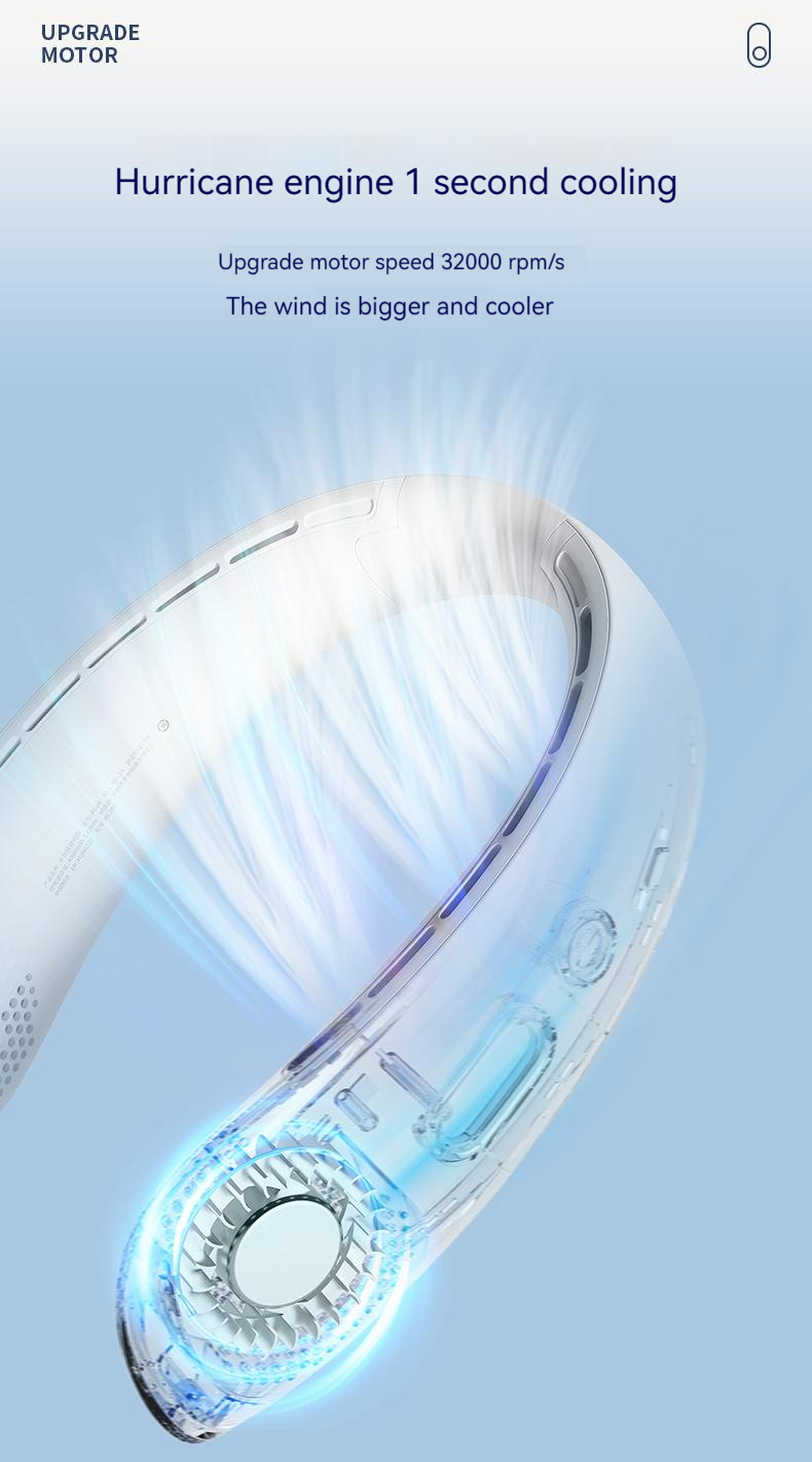 【SG Local】 Portable Neck fan 4000mah Fan Portable Strong Wind USB ...