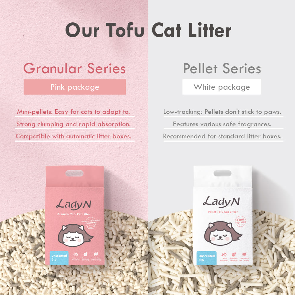 Lady N | Granular Tofu Cat Litter 6lb【6 Bags Unscented】Premium Clumping ...
