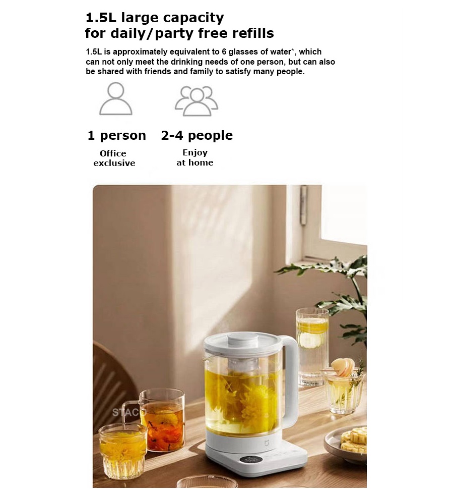 SG|Xiaomi 1.5L Health Electric Kettle|Health Pot|Thick Glass|Multi-Function|1YEAR WARRANTY|3PIN ...