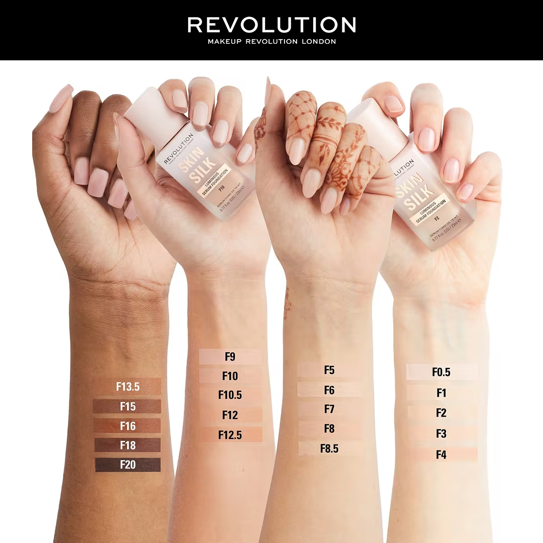 Revolution Skin Silk Luminous Serum Foundation 23ml (20 Shades to ...