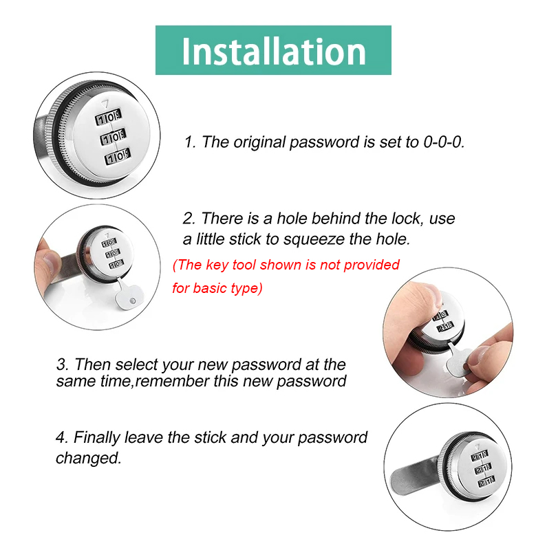 3 Digit Combination Password box Lock smart Cam Code Lock Zinc Alloy ...