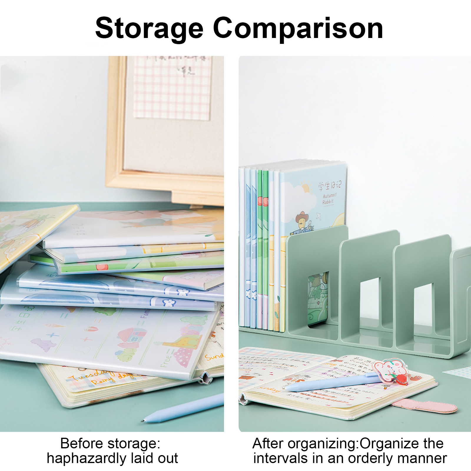 【SG】Book Stand Acrylic Bookend Divided Desktop Book Organizer Storage ...