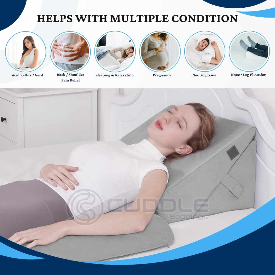 Cuddle™ Bed Wedge Pillow/ 7-in-1 Adjustable Memory Foam Pillow For Acid ...