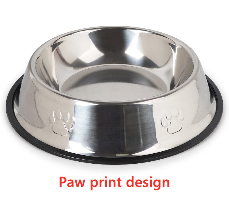 Dog Cat Pets Thickened Stainless Steel Non-slip Bowl Food Dish 3 Size ...