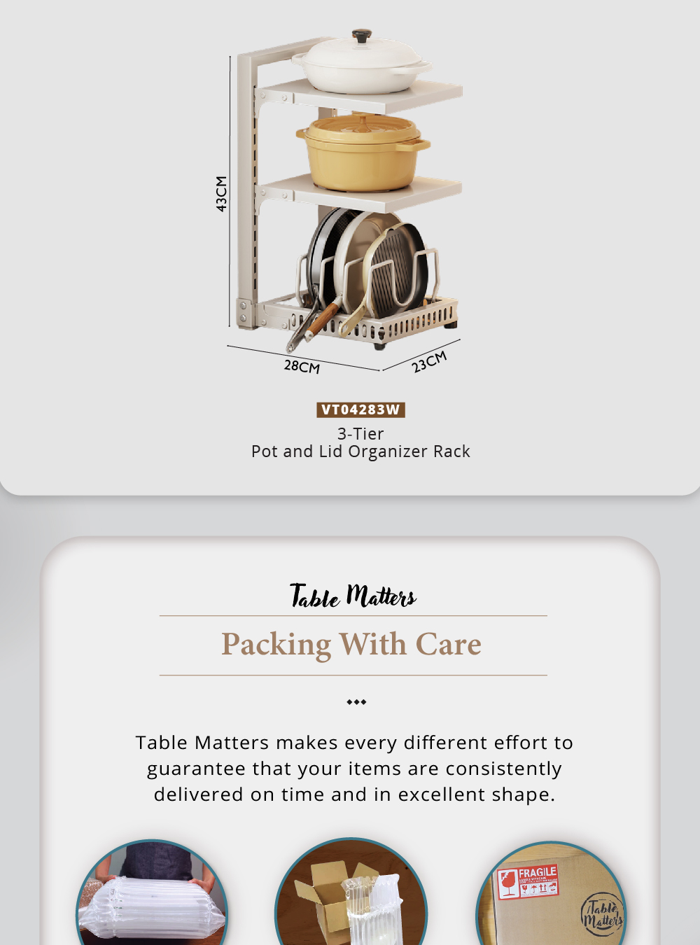 Table Matters - VERTEX Dual-Sided Pot and Lid Organising Rack - White | Shopee Singapore