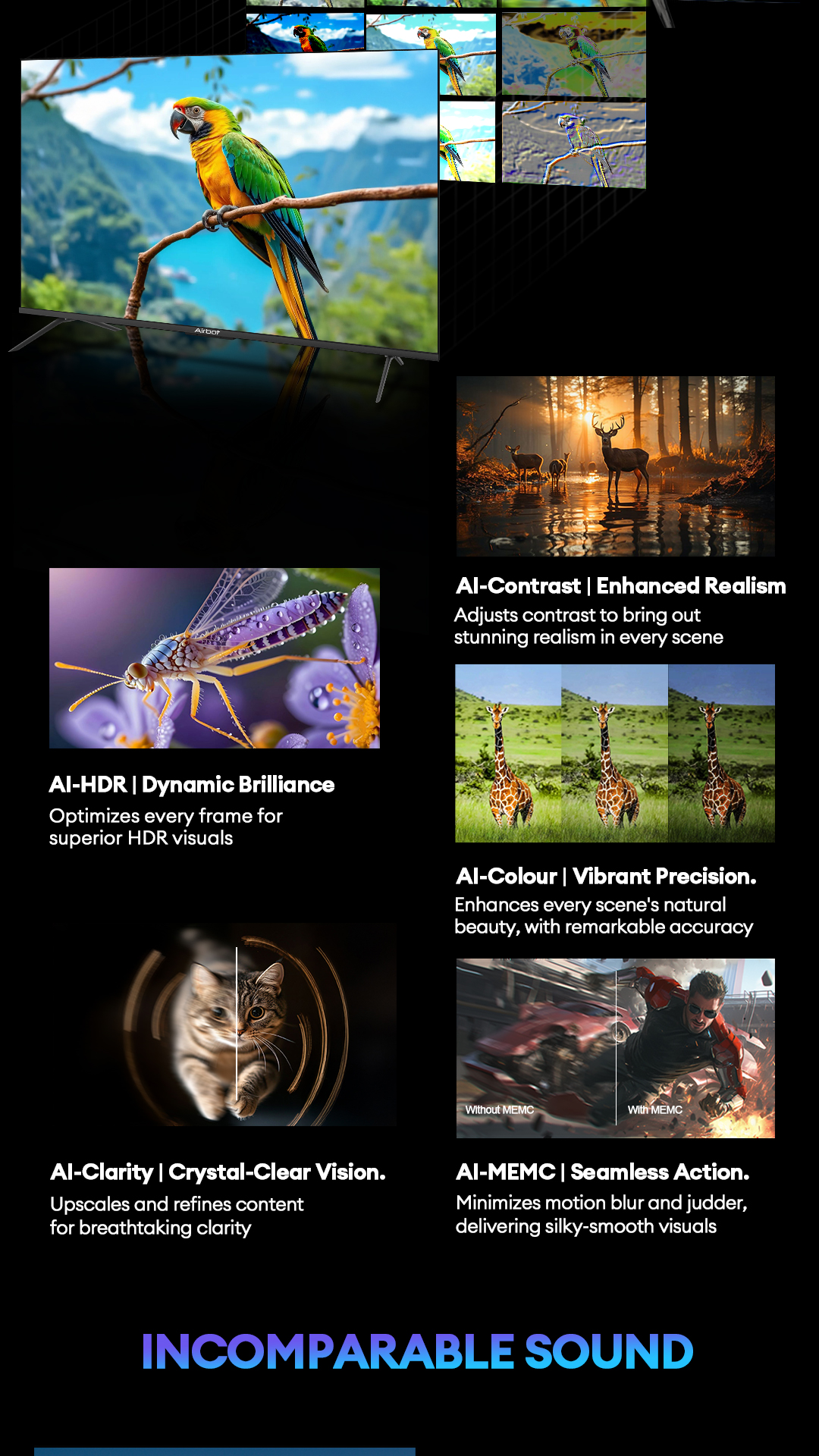 Airbot Quantum Dot Mini-LED 4K UHD | 55/65 inch Local Dimming Panel ...