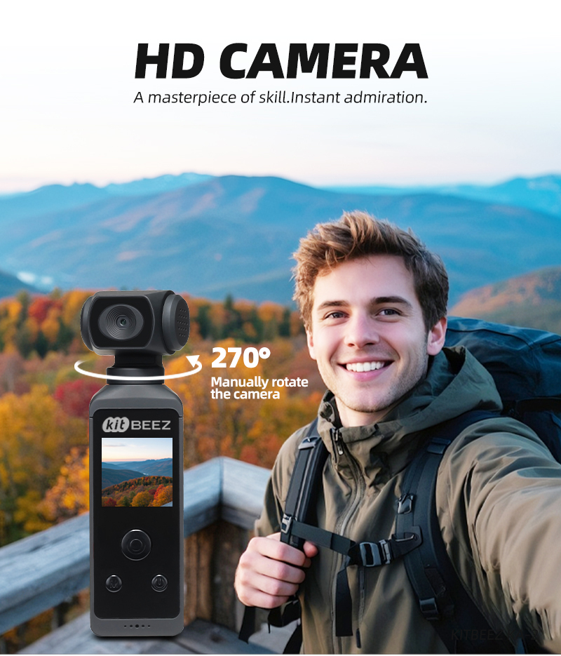 【KiTBEEZ】4K HD Pocket Action Camera 270°Rotatable WiFi Mini Camera ...