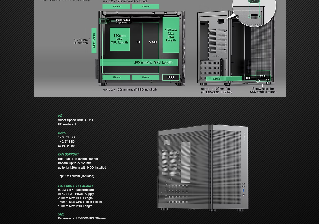 TECWARE FUSION AIR M2 SFF MESH M-ATX CASE (1 YEAR WARRANTY BY ...