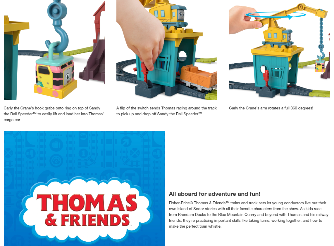 Thomas And Friends Train Set With Carly The Crane Sandy And Motorized ...