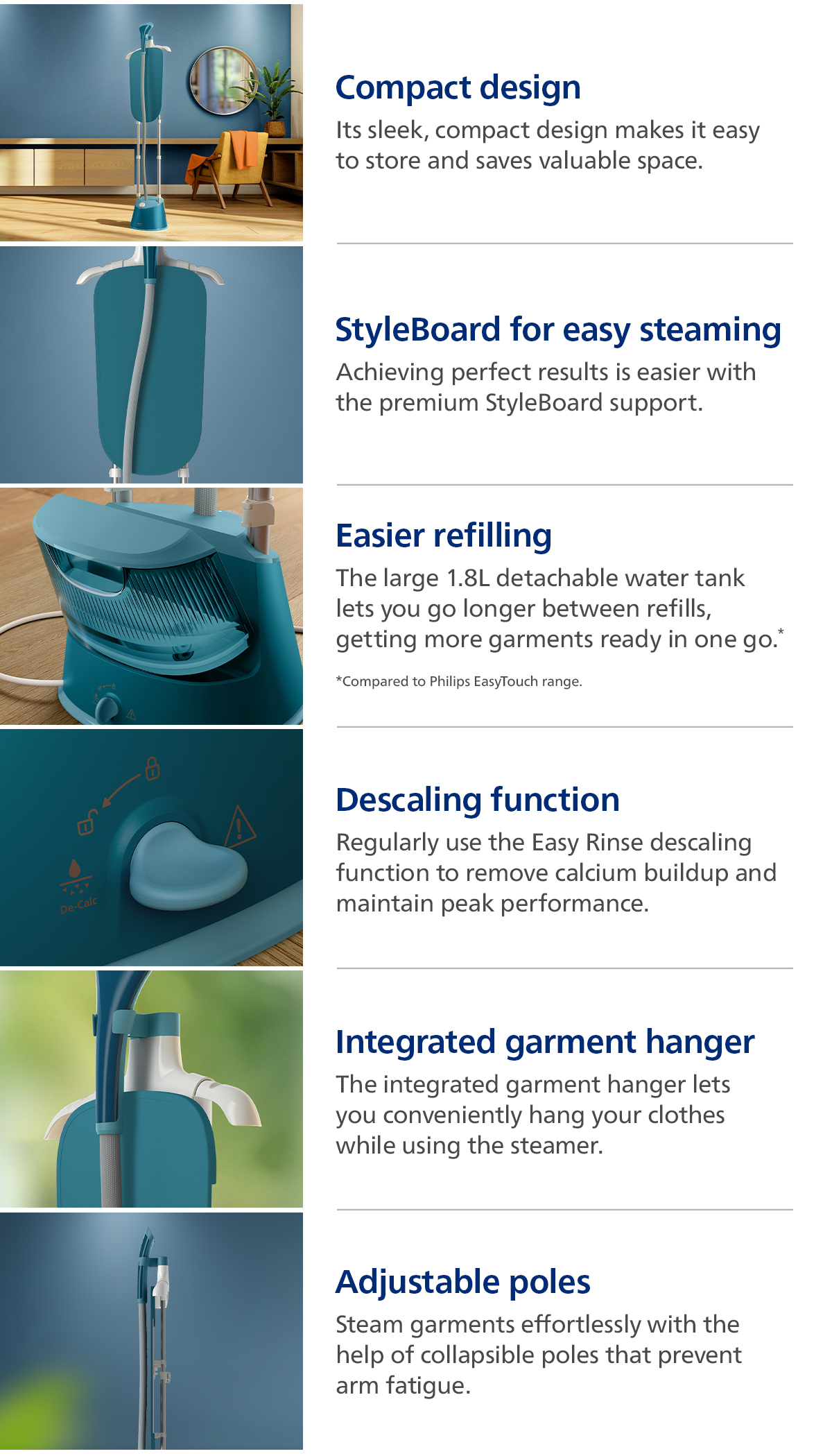 (NEW) PHILIPS Stand Garment Steamer 1000 Series - STE1040/20, 1800W, 3 ...