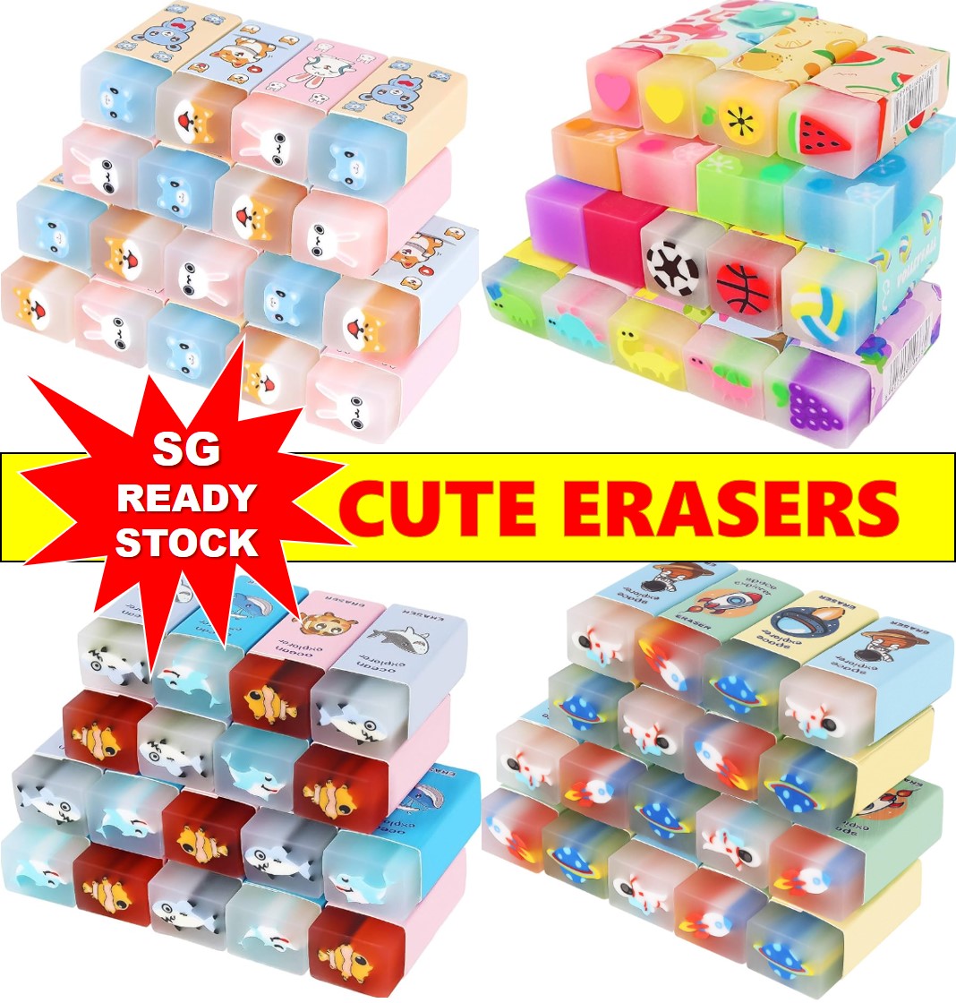 [SG READY STOCK] Cute Eraser Animals Fruits Space Sea Capybara Bugs ...
