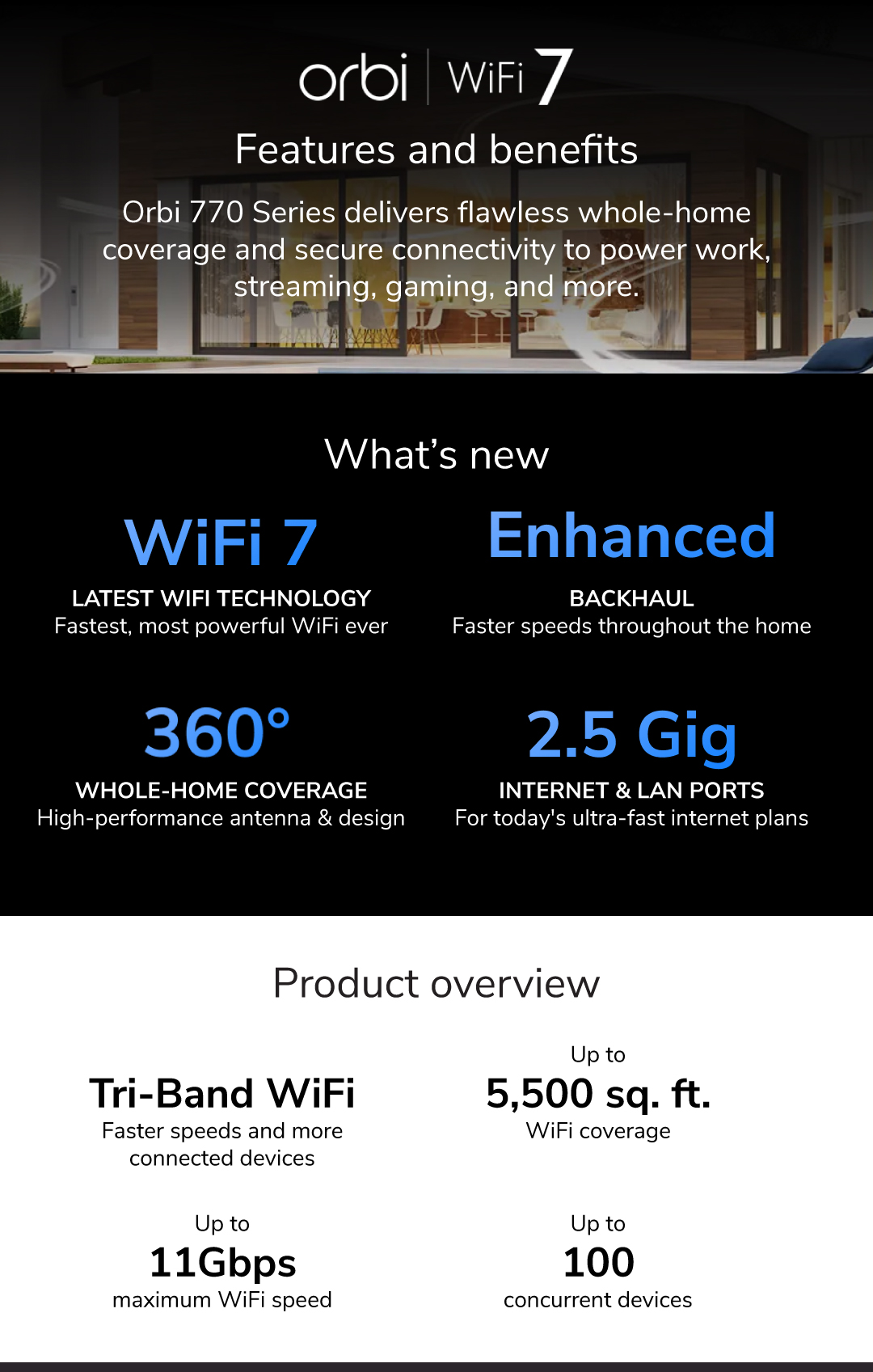 NETGEAR Orbi 770 (RBE772) WiFi 7 Mesh System: 2-Pack, Tri-Band, Up to ...