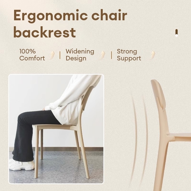 【Multi-Color】Nordic Plastic Chair Dining Chair Stackable Home Chair ...