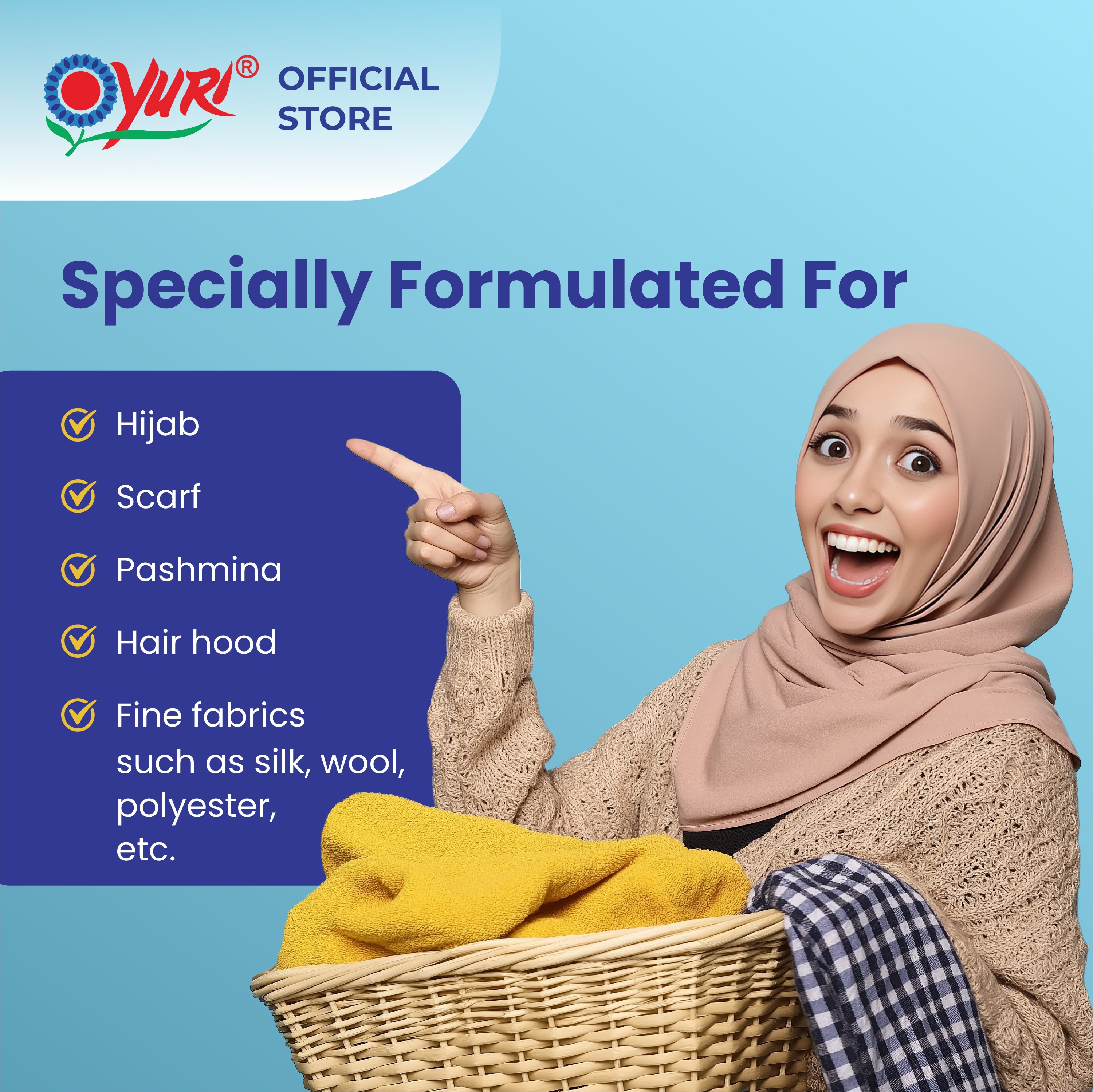 Yuri Biosoft Hijab 2-in-1 Detergent + Softener 900ml (Halal Certified ...