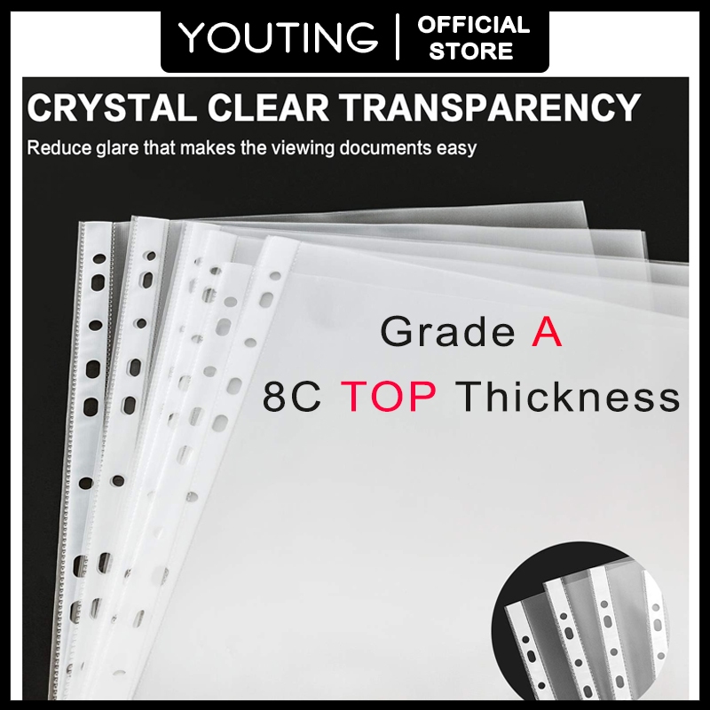 [SG SELLER]A4 Sheet Protectors 11 holes clear file 100 sheets Heavy ...