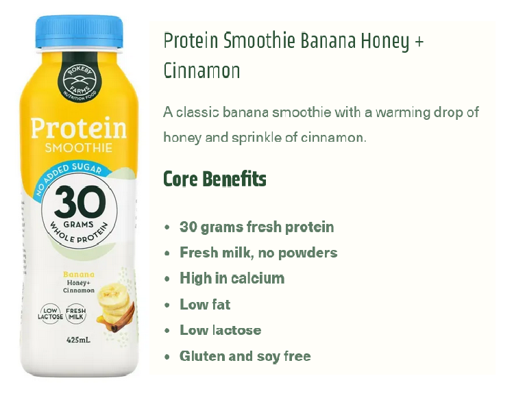 ROKEBY PROTEIN SMOOTHIES 425ml x 4 Bottles/ ROKEBY FITMILK LOW FAT ...