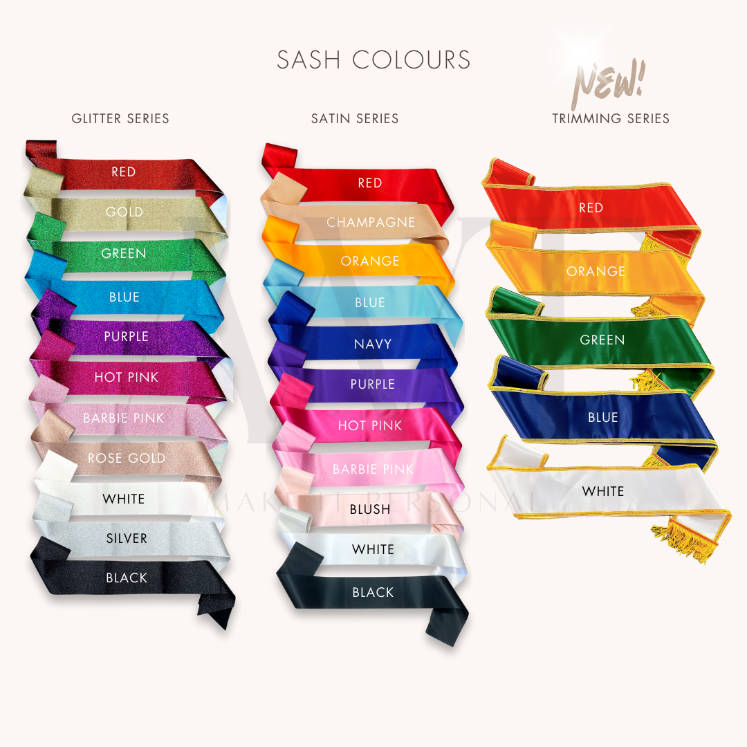 [SAME DAY SHIP] SG Customised Custom Sash Party Satin Glitter ...