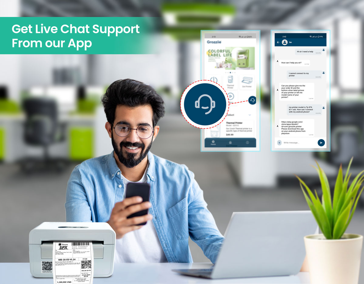 Thermal Printer Bluetooth Waybill Barcode Shipping Label Bluetooth ...