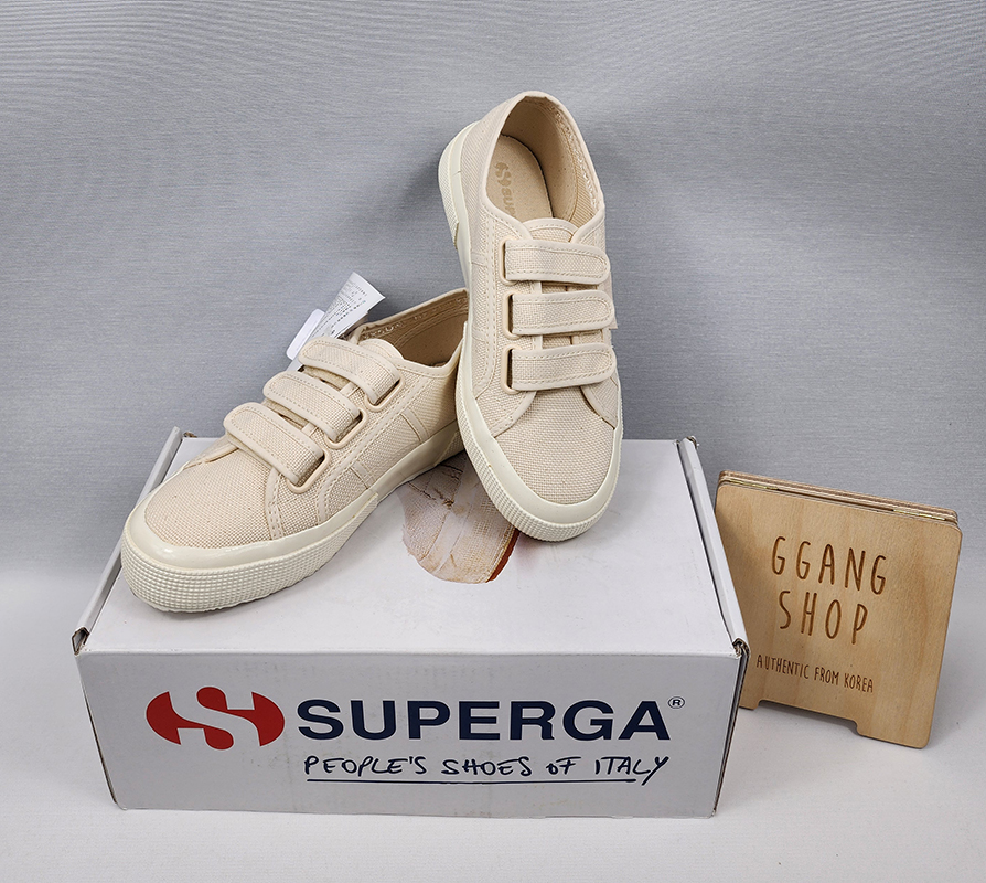 SUPERGA SHOES FOR WOMEN 2750 Strap Shiny Beige Velcro Sneakers | Shopee ...