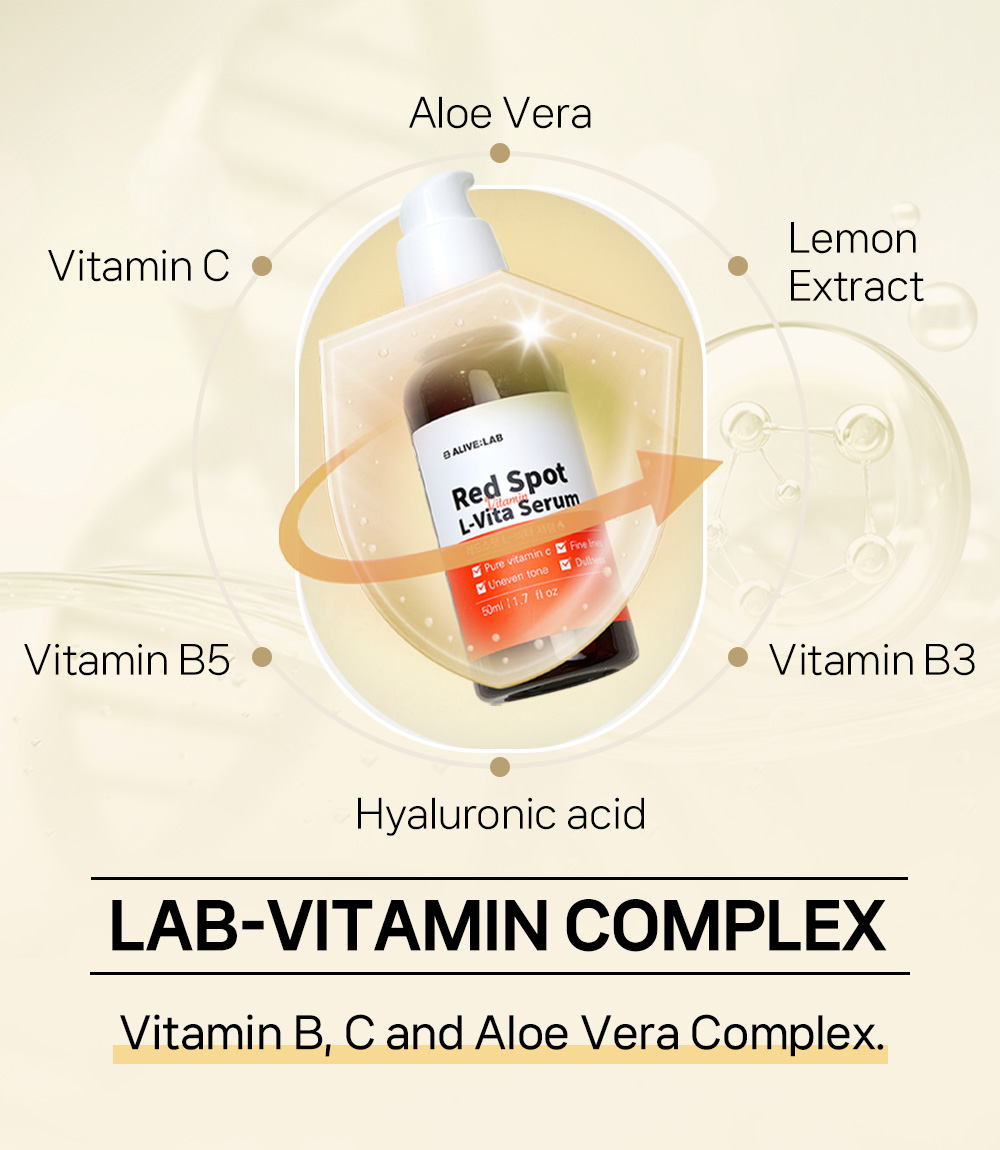ALIVELAB Red Spot L-Vita Serum, Pure Vitamin C Face Serum for Anti-Aging Skin Brightening Dark ...