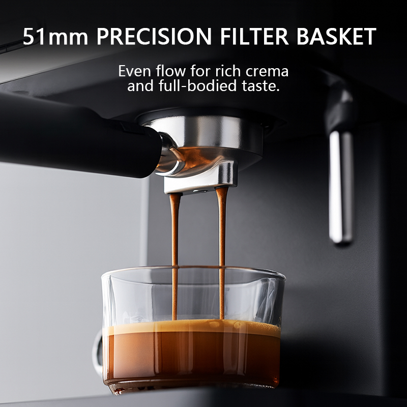 Espresso Coffee Machine 20 Bar | Pure Copper Pump Motor | 1.6L | 0.3mm ...
