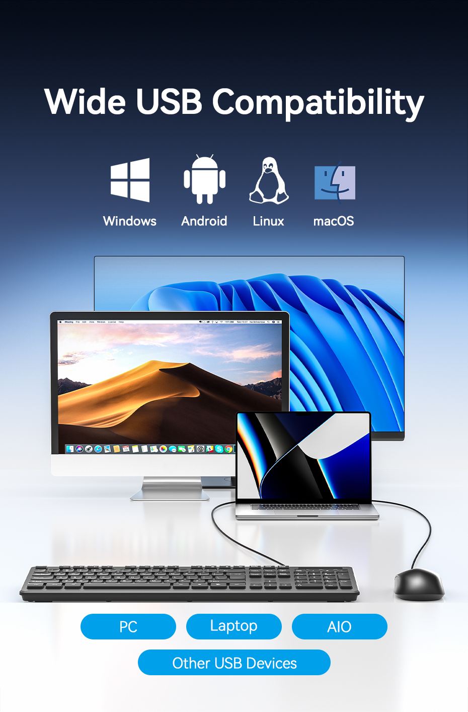 Vention High Performance Wired USB Mouse Optical Sensor 1200 DPI With ...