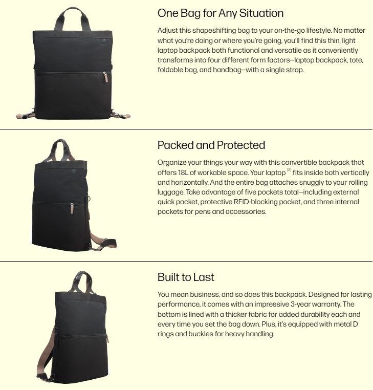 HP 14-inch Convertible Laptop Backpack Tote (9C2H1AA) /laptop notebook ...