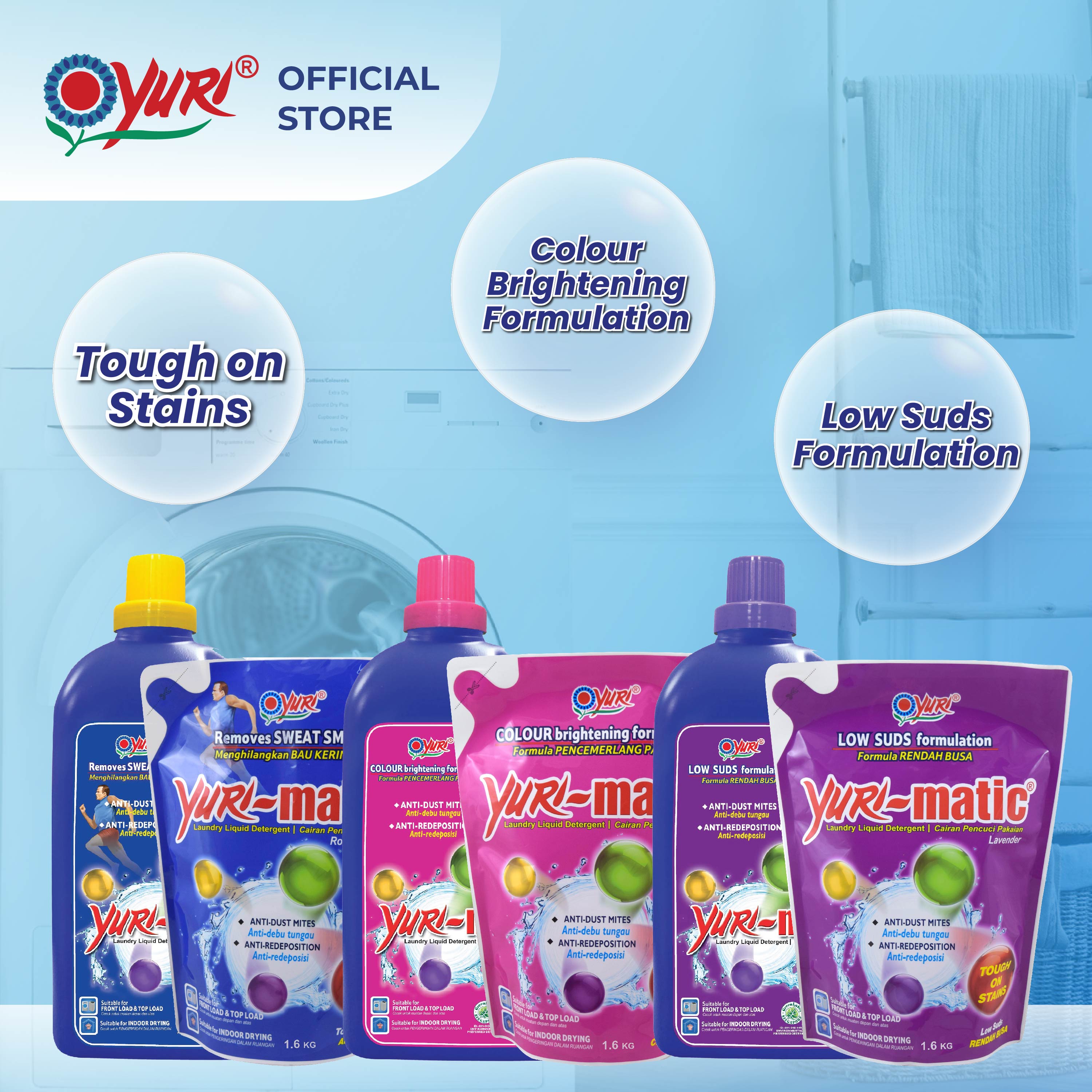 [Carton Deal] Yuri-matic Laundry Liquid Detergent 3.7Kg x4 (FOC Ligent ...