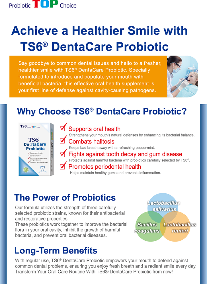 TS6 Dentacare Probiotic 1GX30 sachets Expiry Sept 2026 Tooth Decay Gum ...