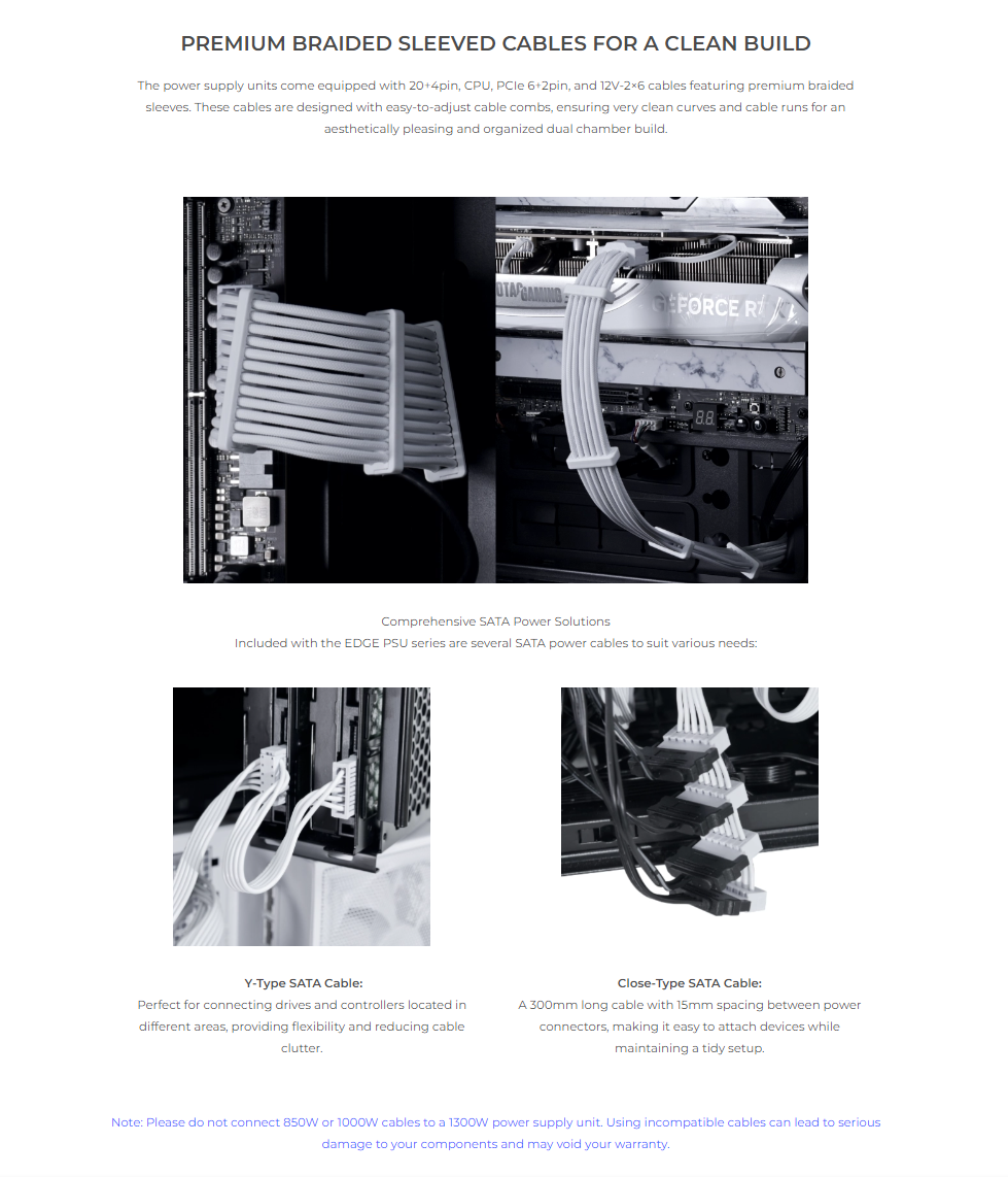 Lian Li Edge 1300 / 1000 / 850 Power supply - Black / White Platinum ...