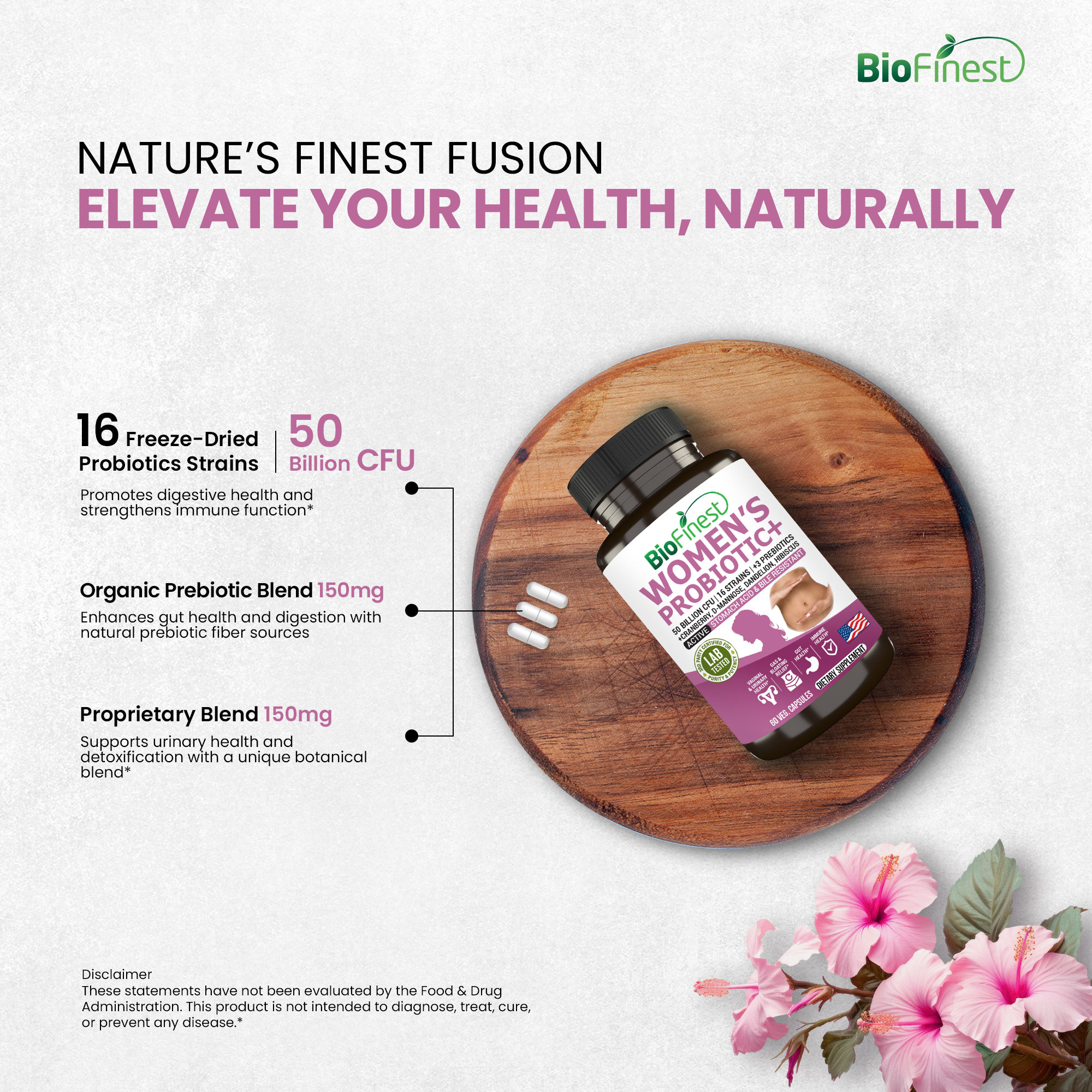 Biofinest Women Probiotic 50 Billion CFU - Healthy Vagina Flora pH Odor ...